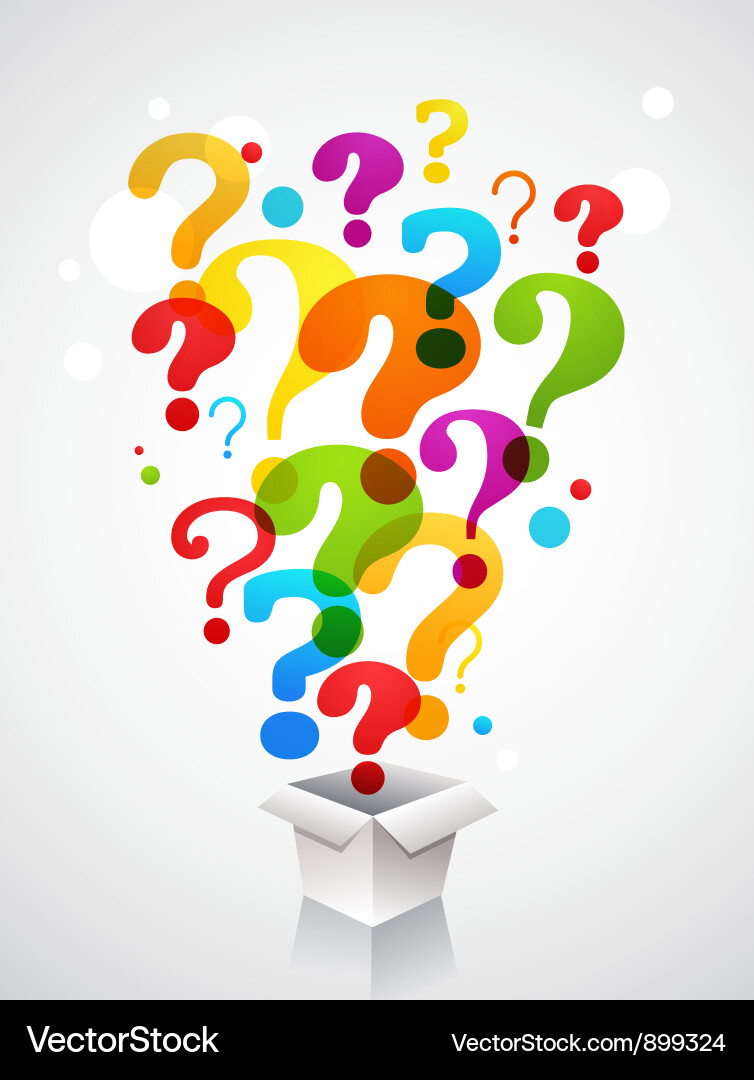 Box with question mark icons Royalty Free Vector Image