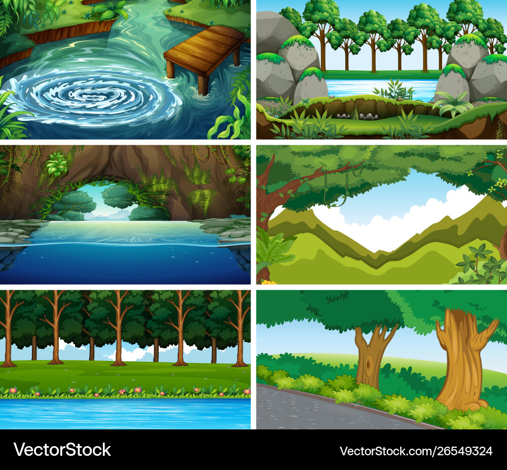 Empty blank landscape nature scenes Royalty Free Vector