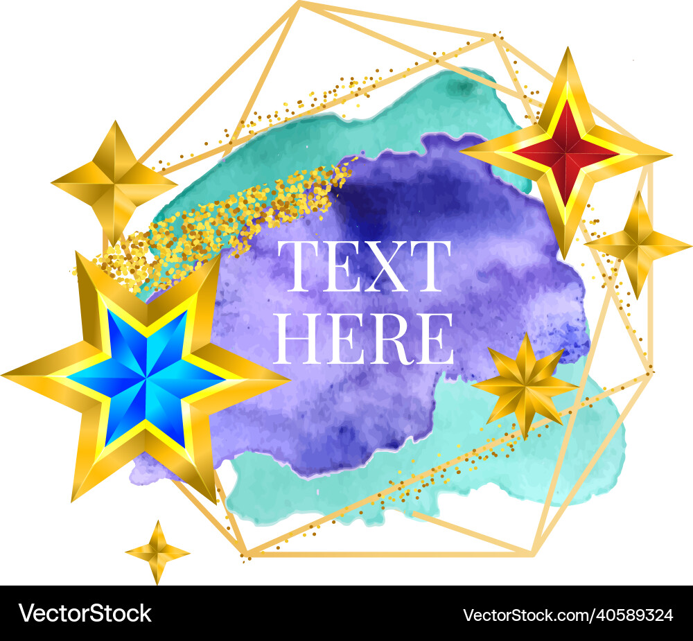 Gold frame paint hand painted brush stroke Vector Image