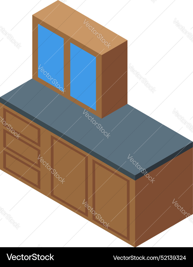 Modern kitchen cabinet with hanging cupboard Vector Image