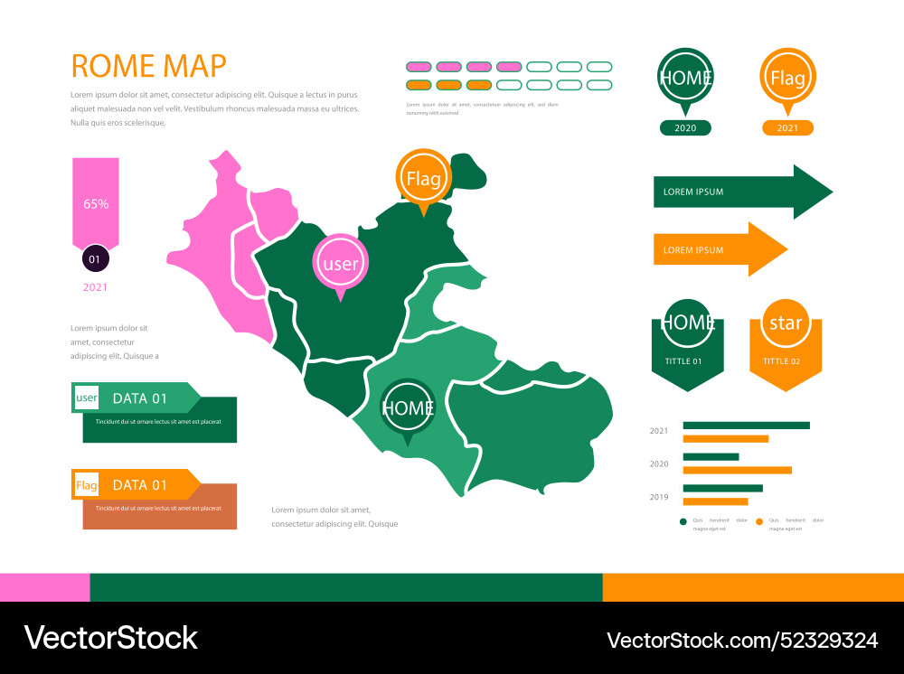 Rome map infographics flat design Royalty Free Vector Image