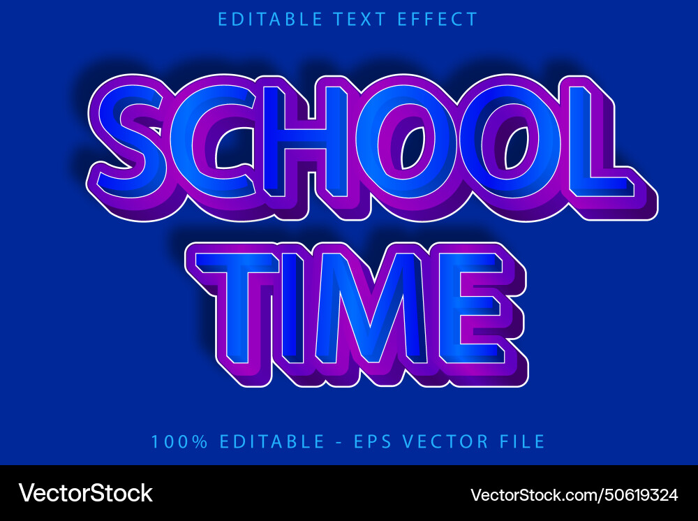 School time editable text effect modern style Vector Image