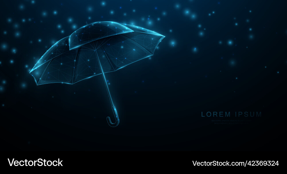 Umbrella protection shield low poly wireframe Vector Image