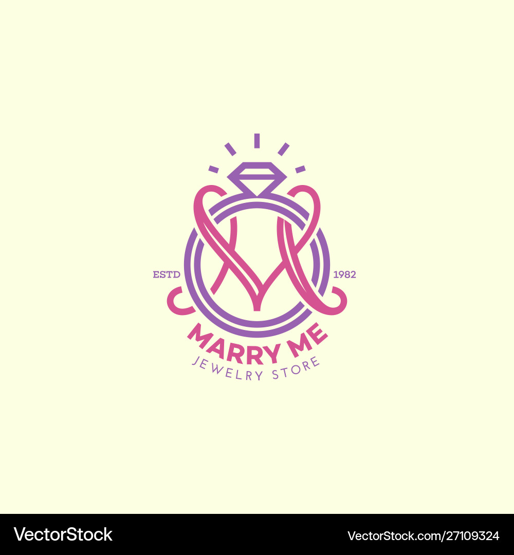 Wedding ring monogram m Royalty Free Vector Image