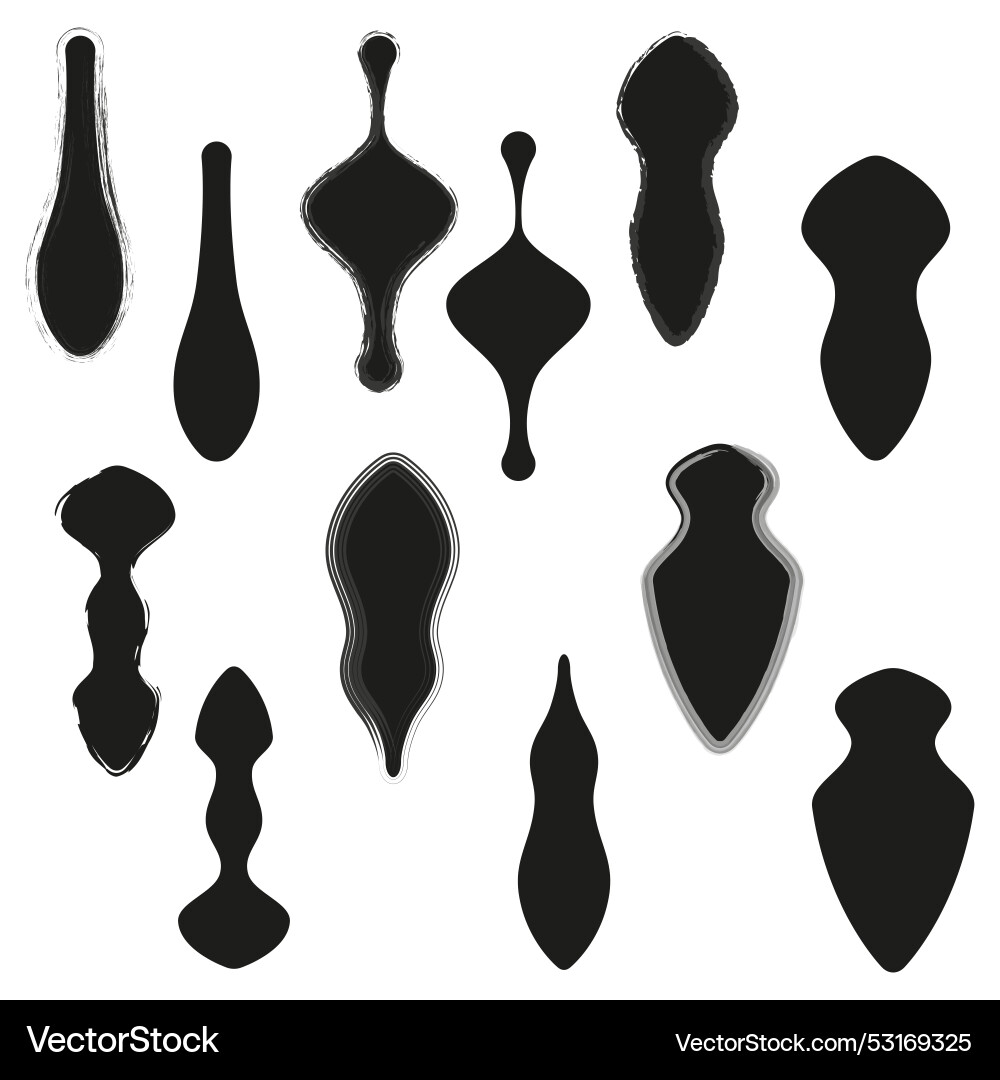 Abstract ink blot shapes set fluid silhouettes Vector Image