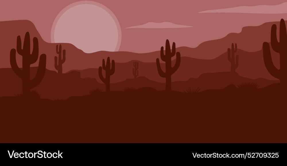 Abstract landscape desert poster with cactus Vector Image