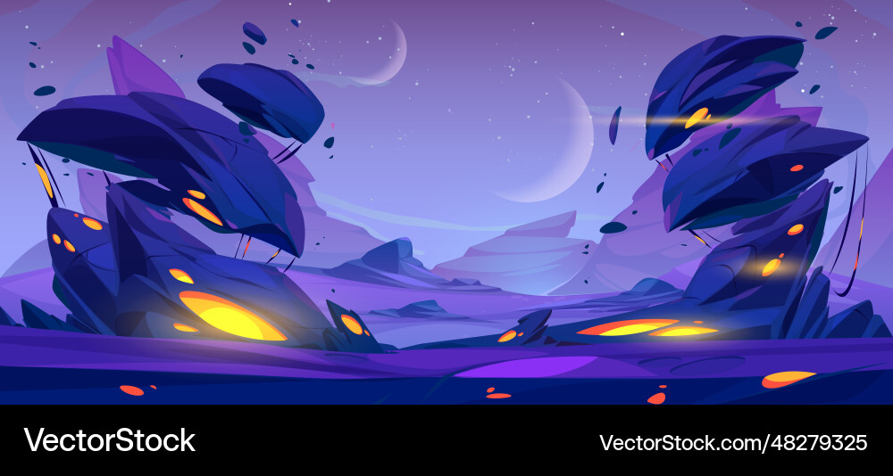 Alien space planet cartoon landscape background Vector Image