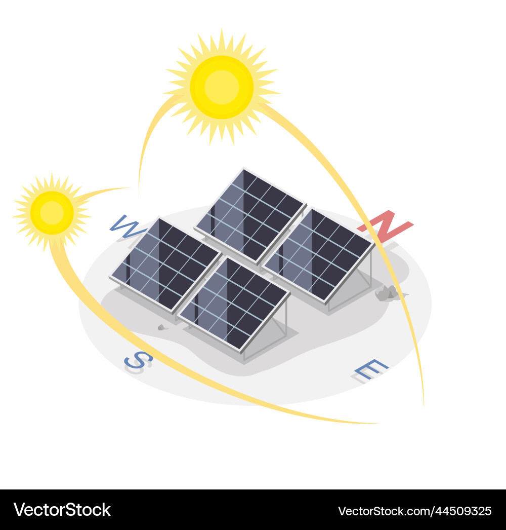 Angle and orientatio solar cell isometric Vector Image