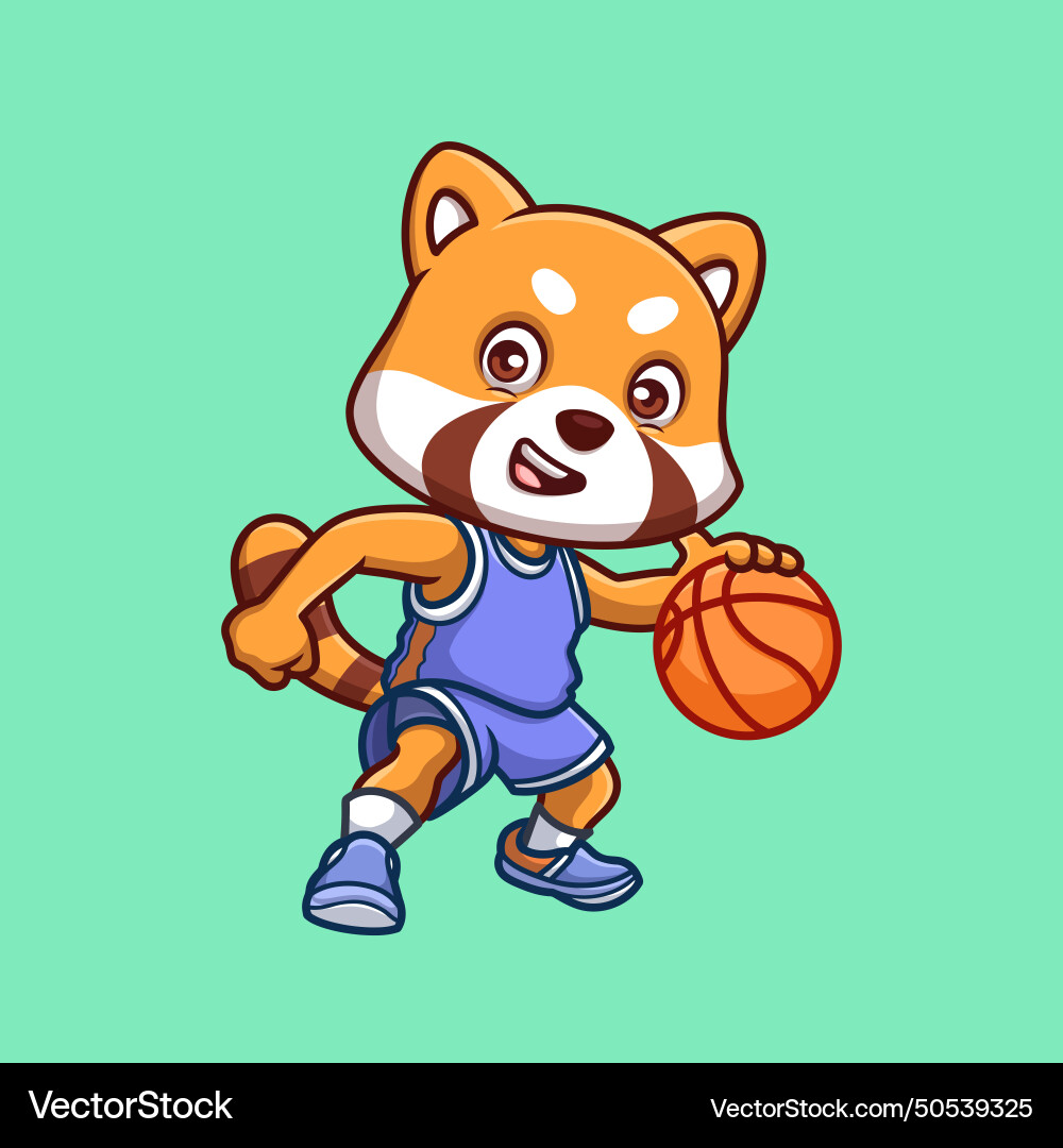 Basketball red panda cartoon Royalty Free Vector Image