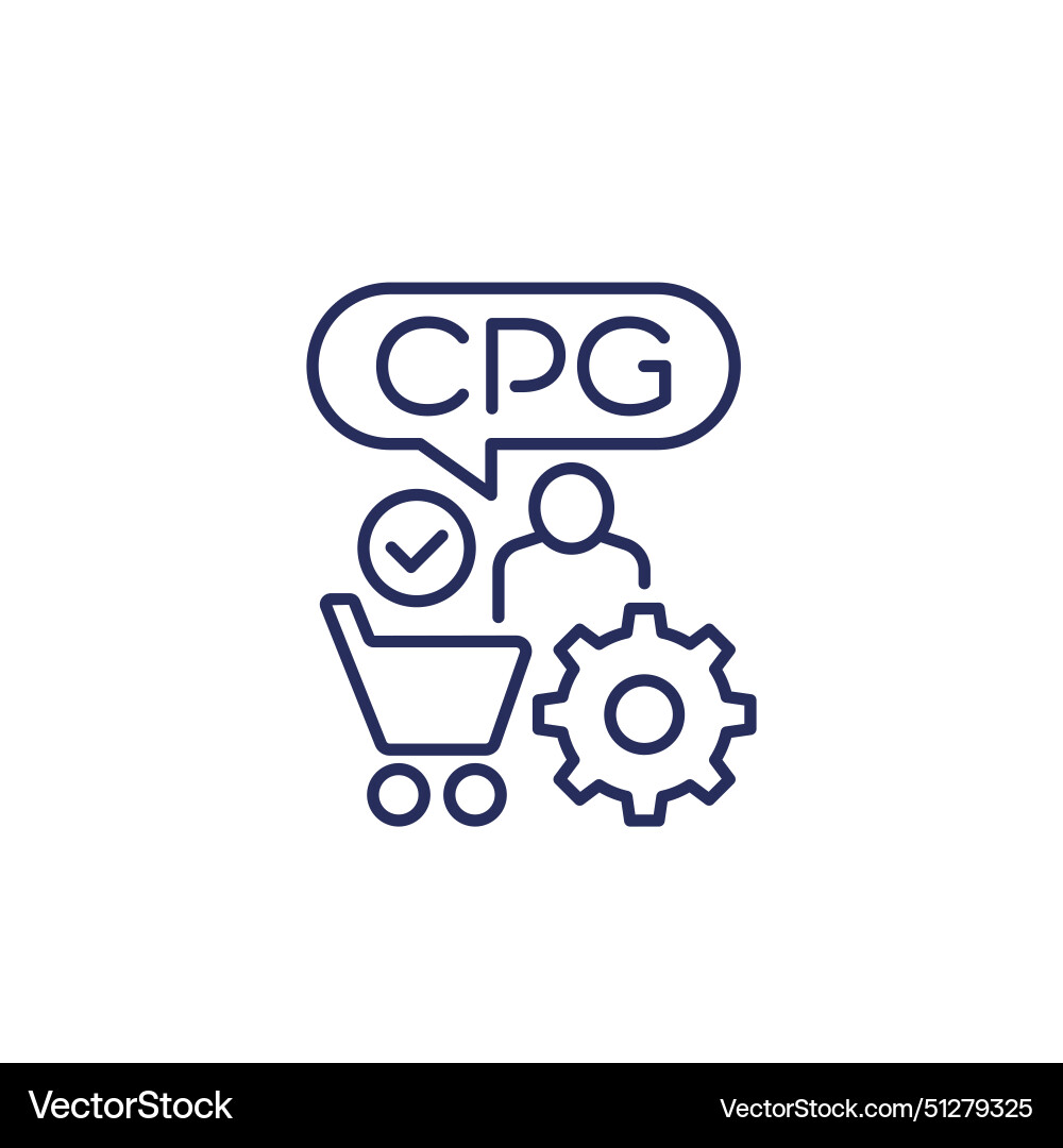 Cpg line icon consumer packaged goods Royalty Free Vector