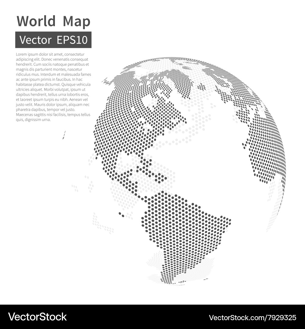 Dotted world map background earth globe Royalty Free Vector