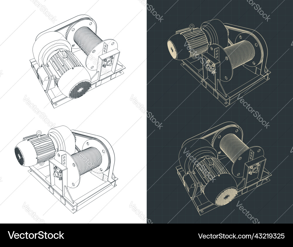Electric winch drawings Royalty Free Vector Image