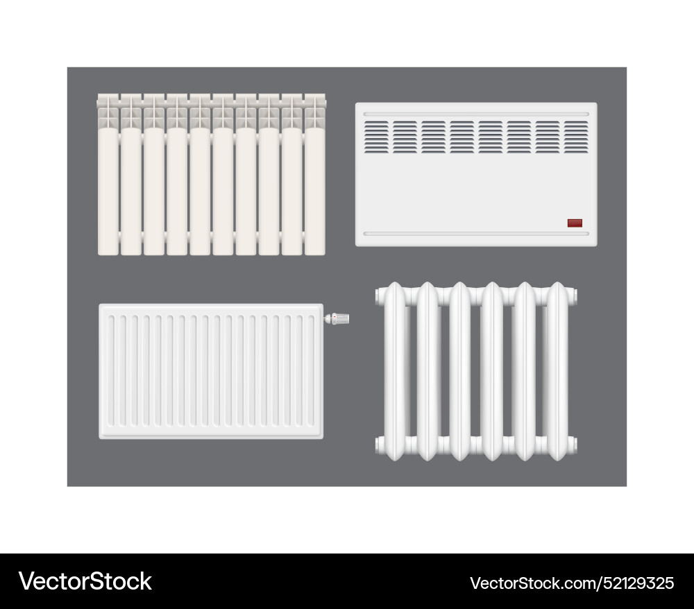 Interior heaters different indoor systems Vector Image