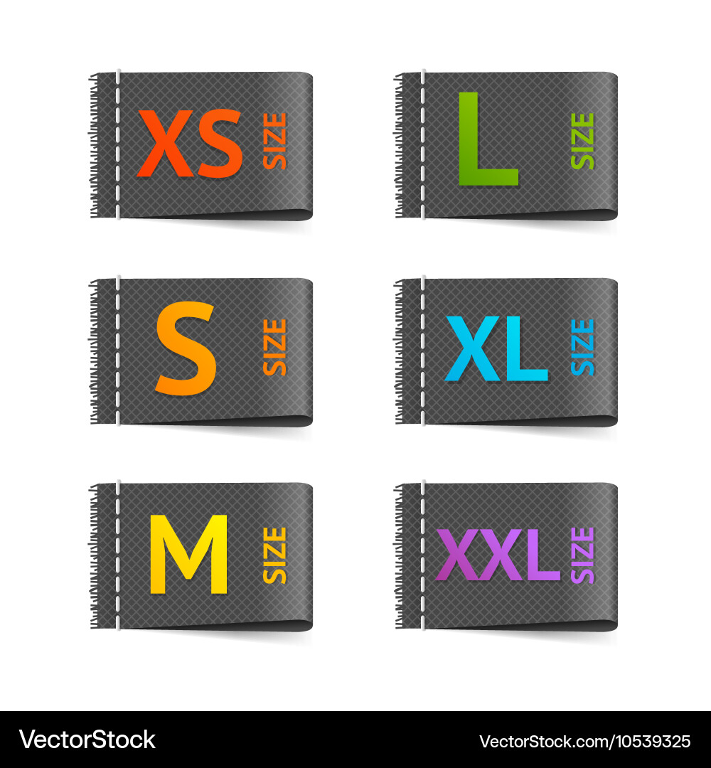 Size clothing labels set Royalty Free Vector Image