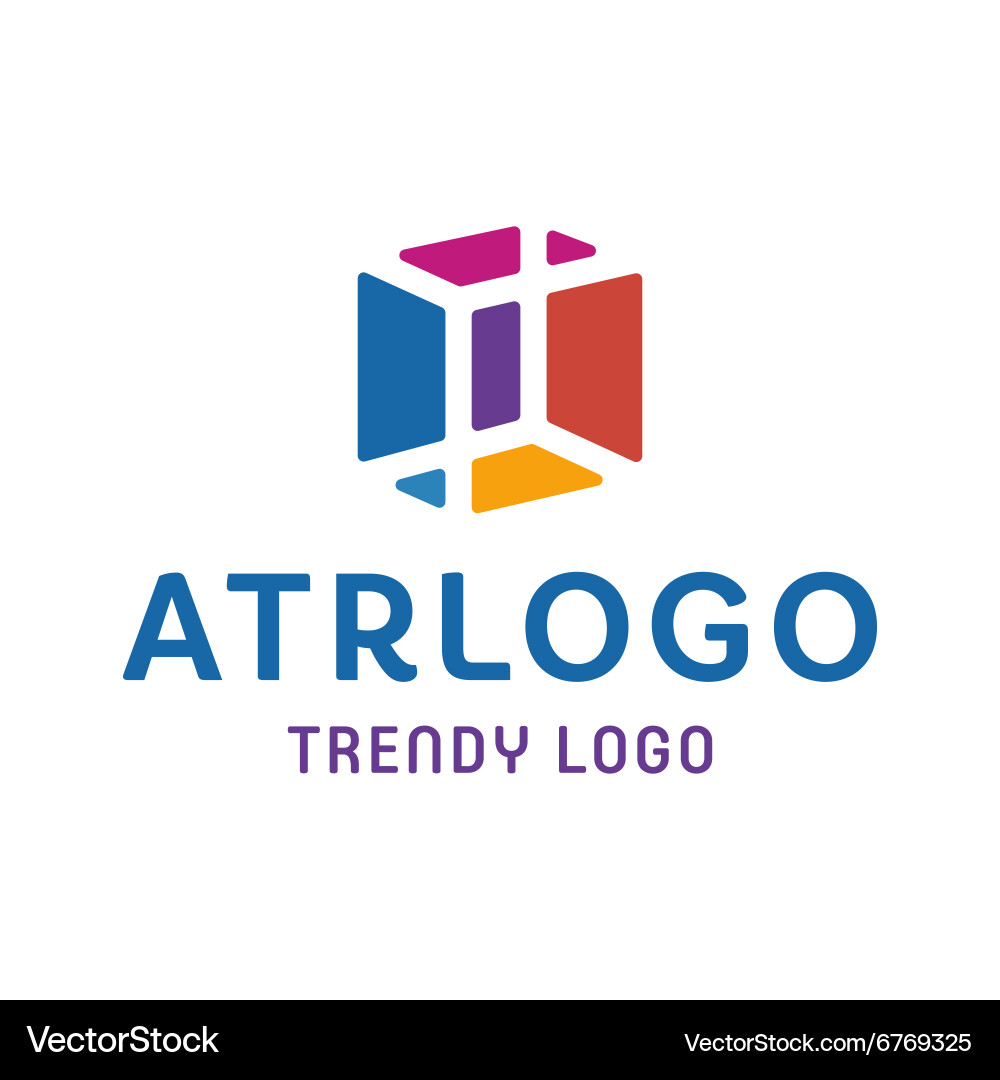 Trendy logos in an abstract color cube box Vector Image