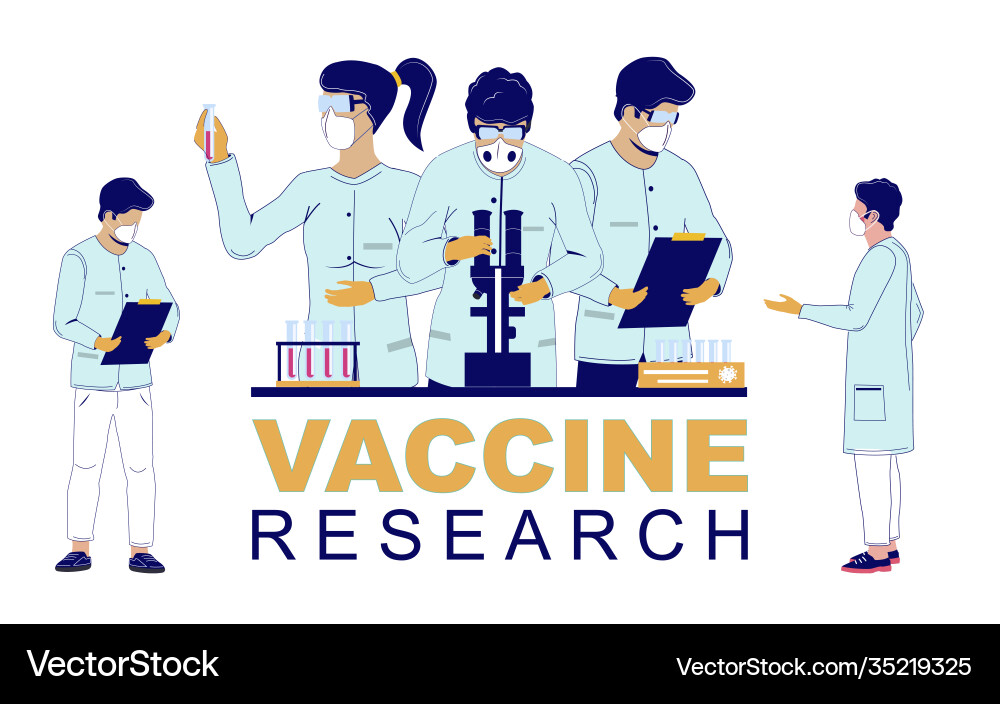 Vaccine research flat group Royalty Free Vector Image
