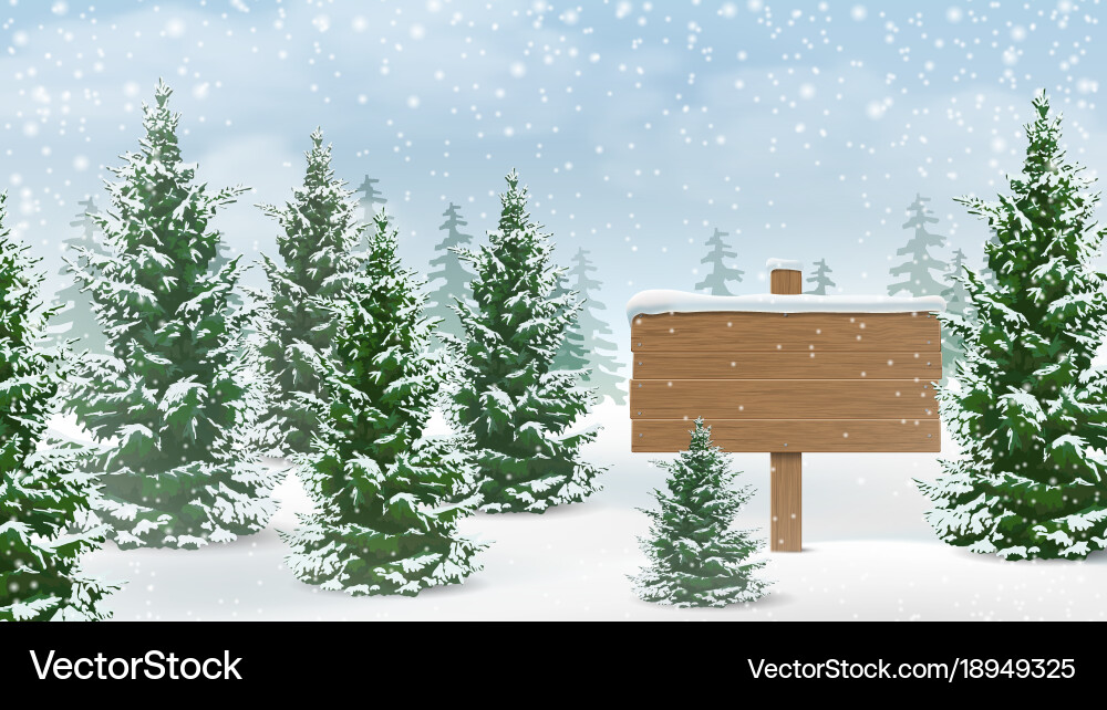 Winter forest wooden sign Royalty Free Vector Image