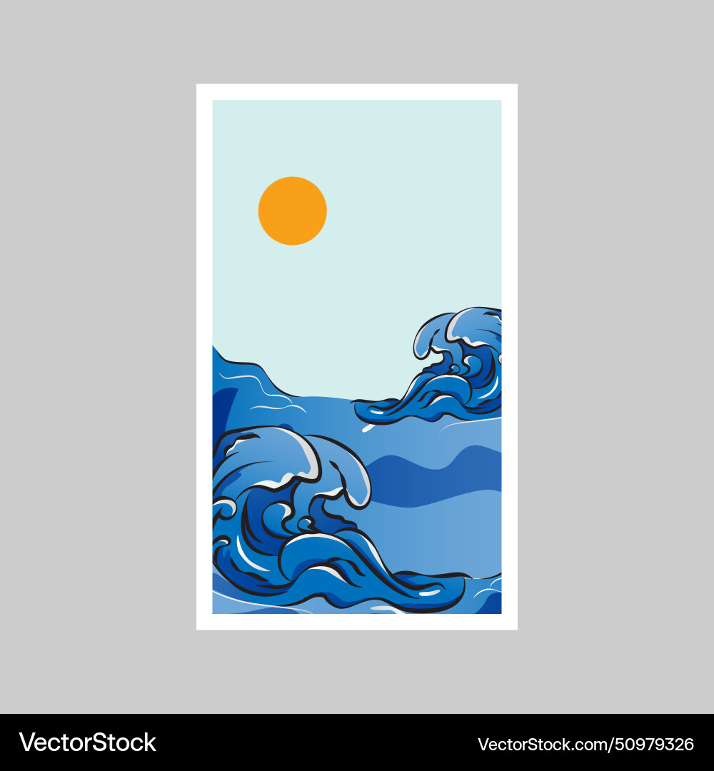 Abstract contemporary aesthetic sun and ocean Vector Image