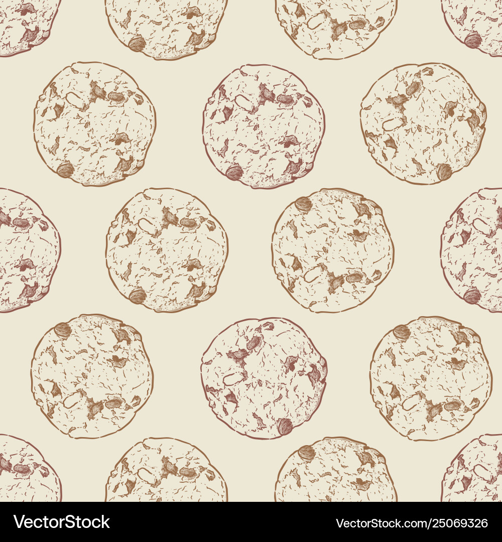Chocolate Chip Cookie Pattern Royalty Free Vector Image