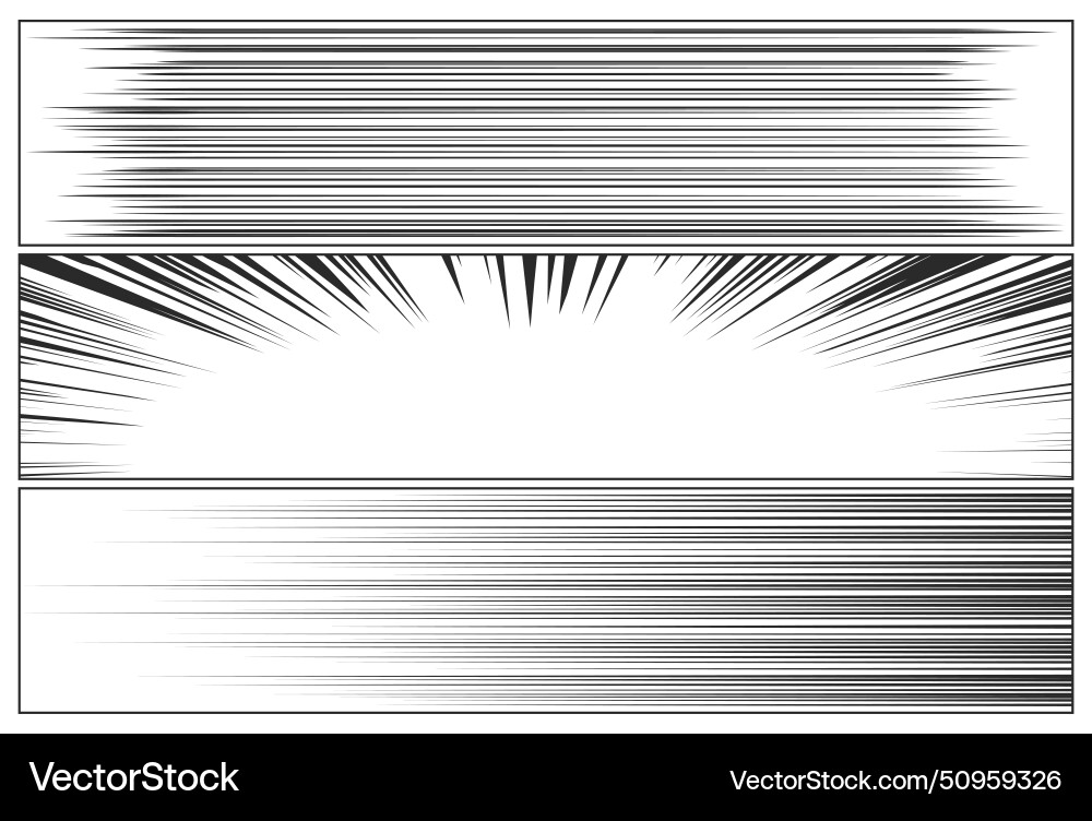 Comic speed lines set dynamic streaks or rays Vector Image
