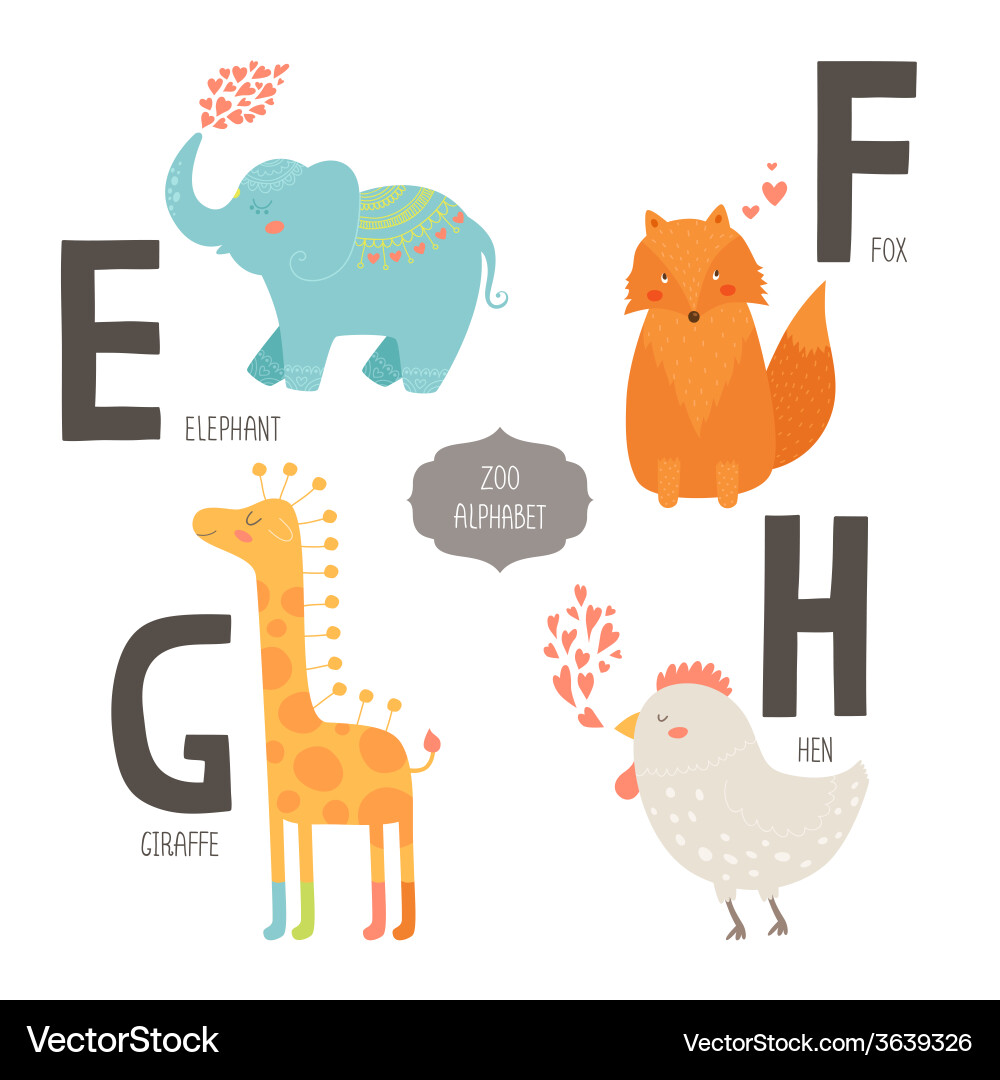 Cute zoo alphabet Royalty Free Vector Image - VectorStock
