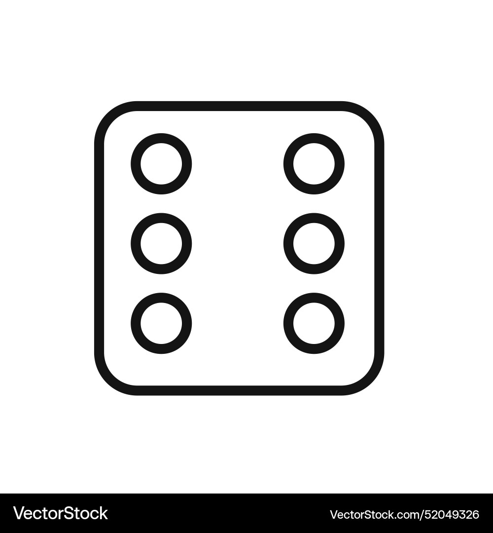 Dice six icon linear graphics sign Royalty Free Vector Image