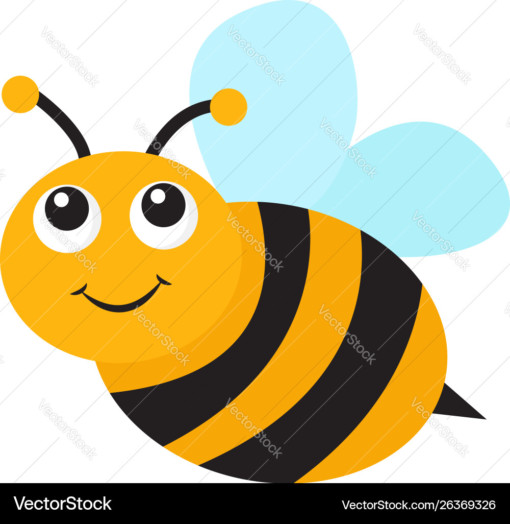 Happy bee on white background Royalty Free Vector Image