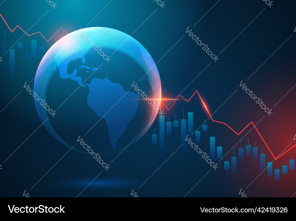 Hologram of planet earth with negative chart Vector Image