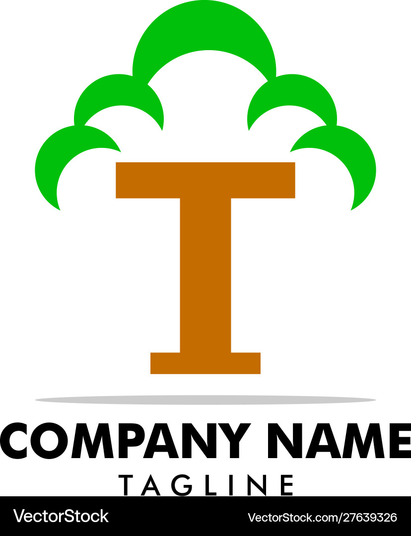Initial letter t tree logo icon design template Vector Image