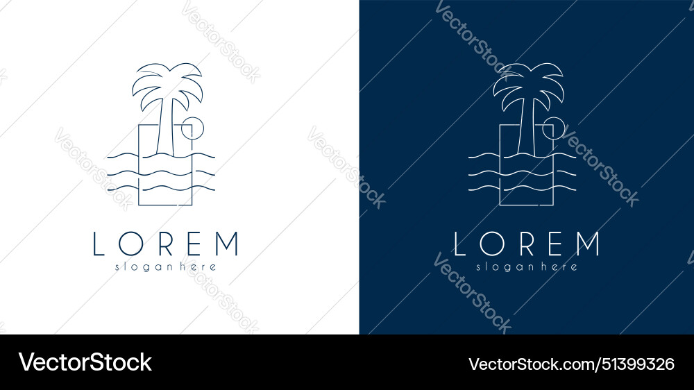 Paradise with palm logo coconut tree badge Vector Image