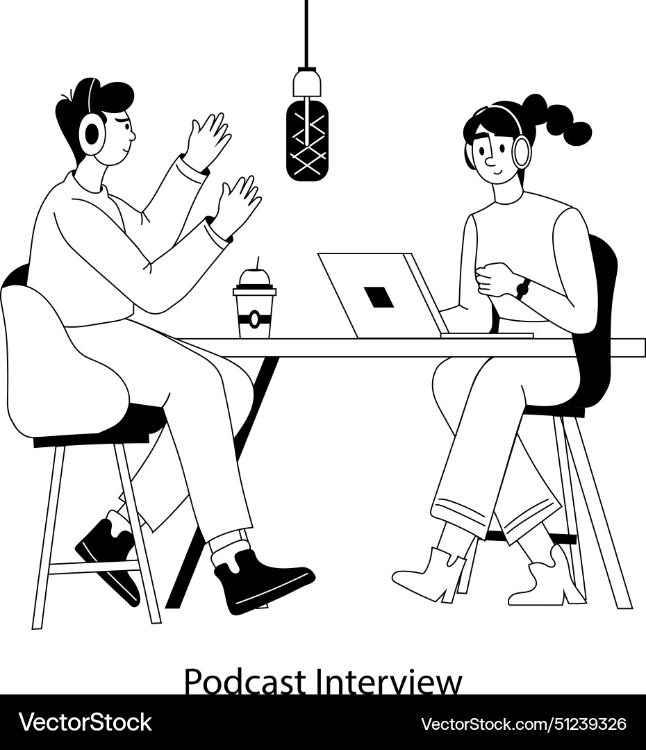 Podcast interview Royalty Free Vector Image - VectorStock