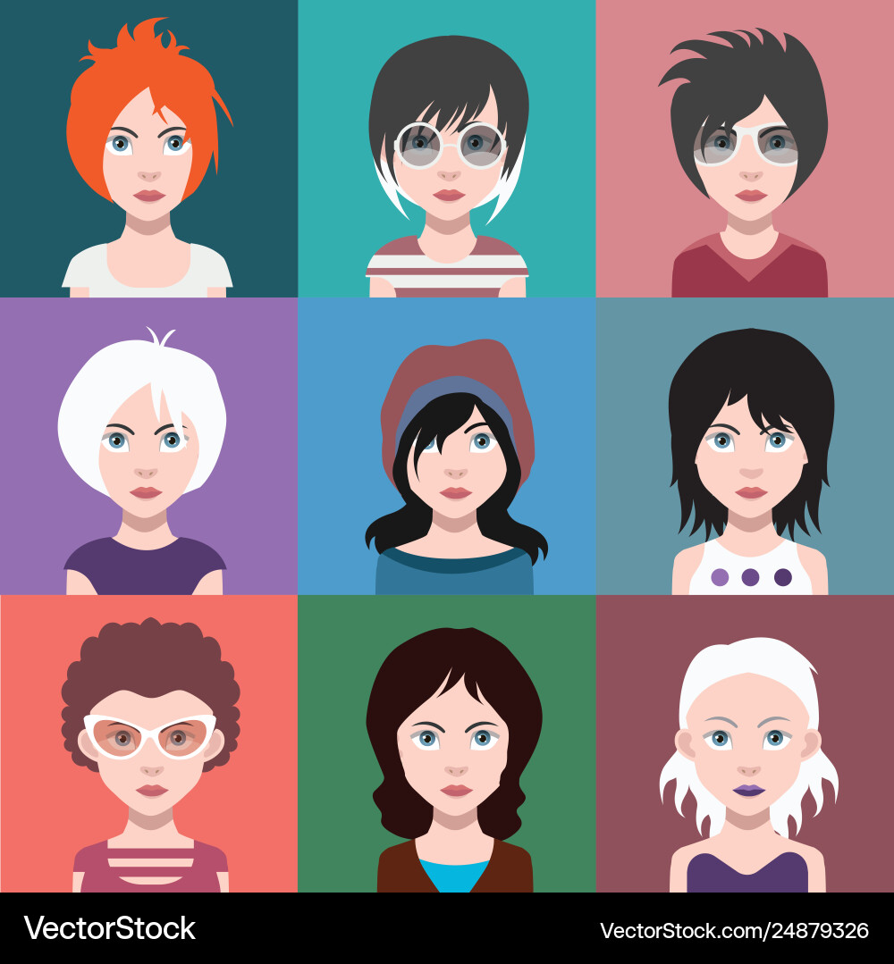 Set colorful avatars characters Royalty Free Vector Image