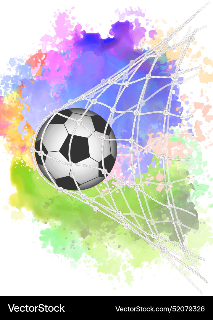 Soccer ball in the goal net Royalty Free Vector Image