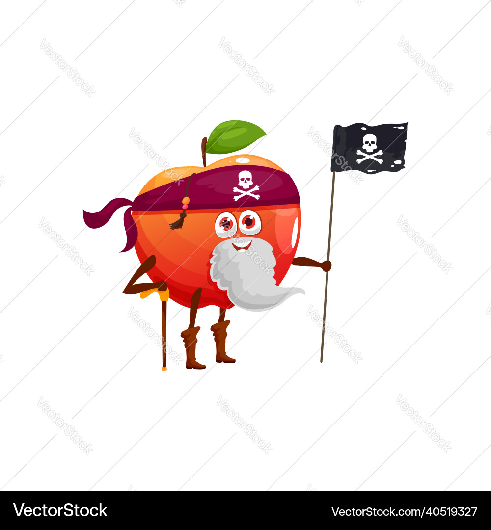 Apple with leaf isolated pirate emoticon character