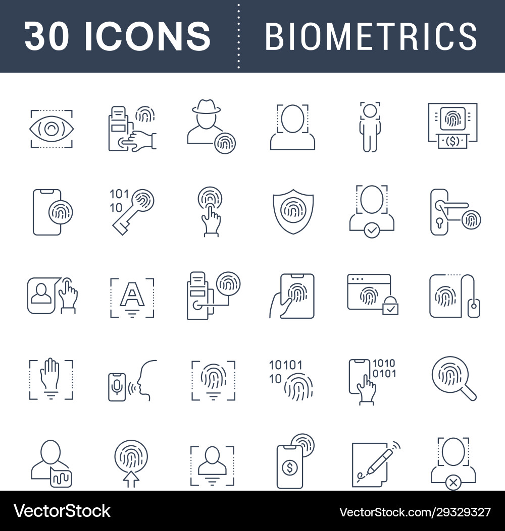 Biometric Icon Set Royalty Free Vector Image - VectorStock