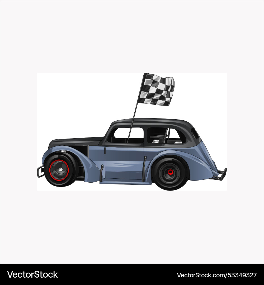 Blue drag racing car with black strip Royalty Free Vector