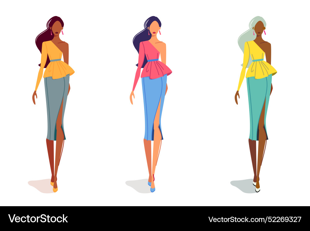 Fashionable women walking Royalty Free Vector Image