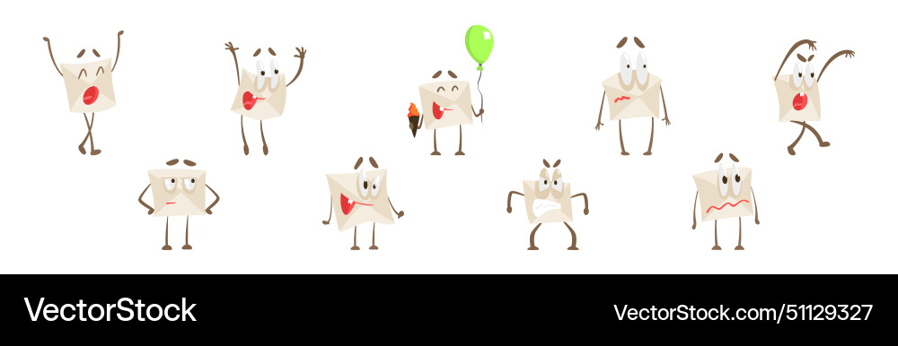 Funny paper envelope character with hand and arms Vector Image