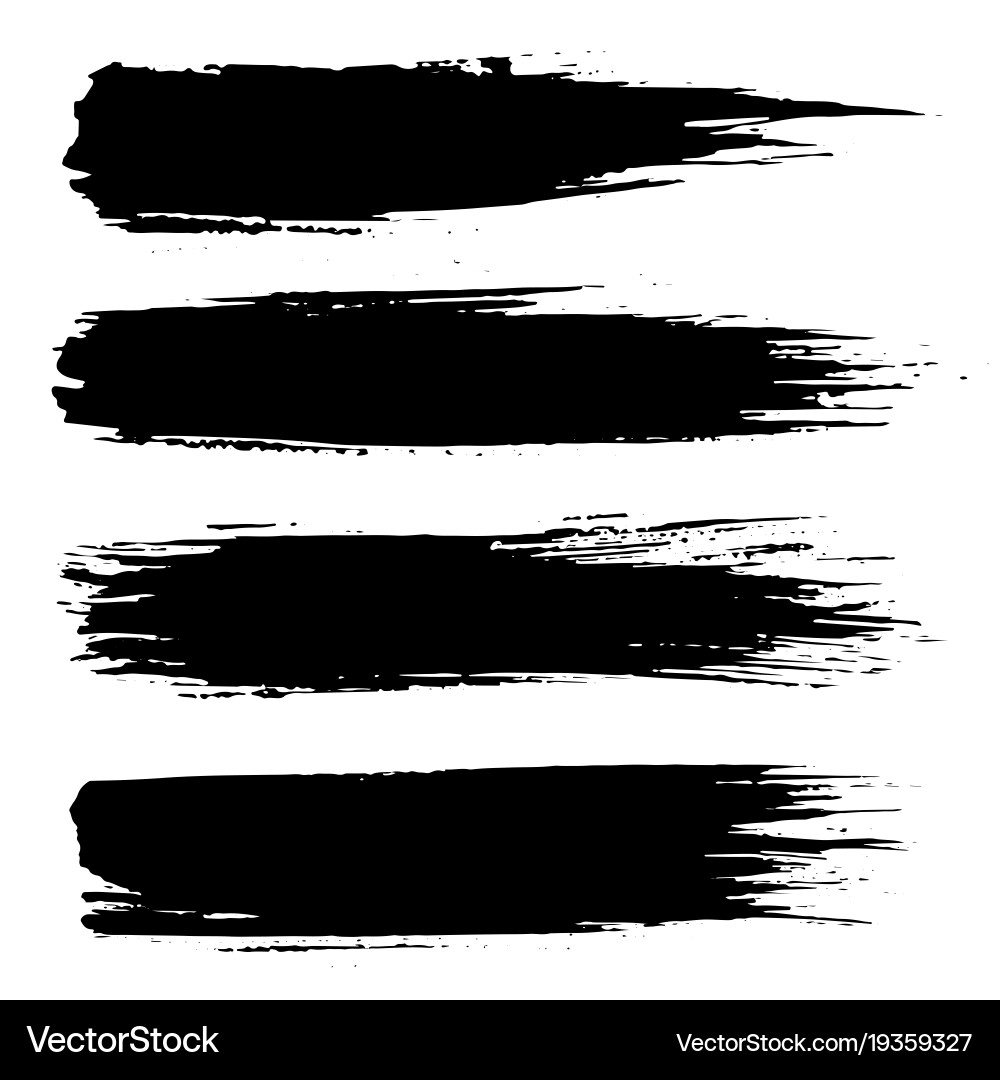 Grunge ink brush strokes freehand black brushes Vector Image