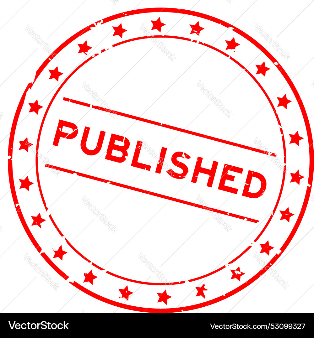 Grunge red published word round rubber seal stamp Vector Image