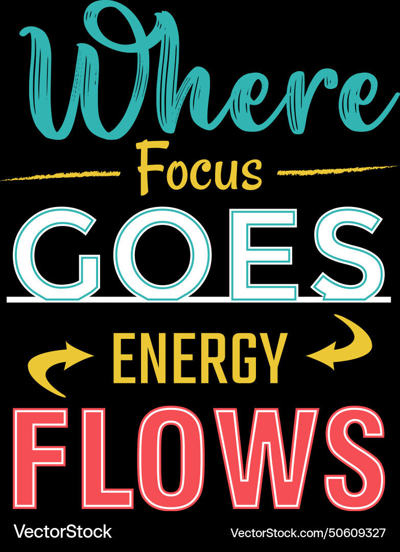 Where focus goes energy flows typography t shirt Vector Image
