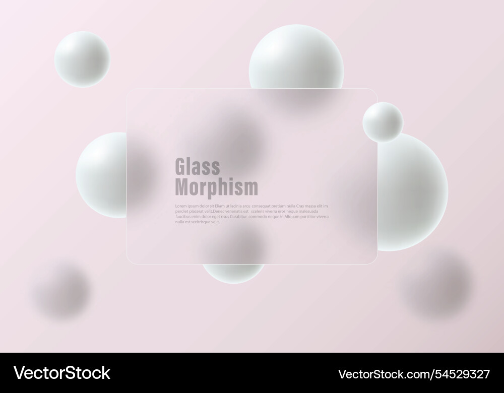 White spheres and glass transparent frame Vector Image