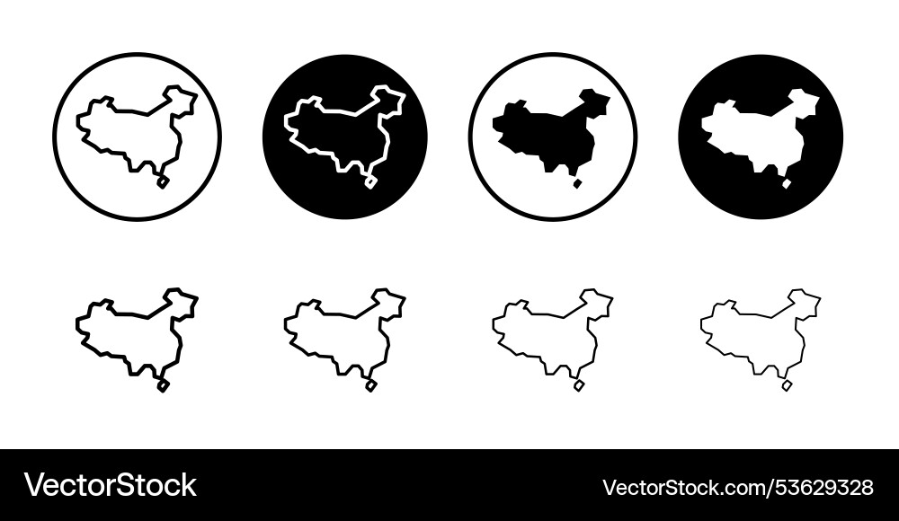 China map icon thin line Royalty Free Vector Image