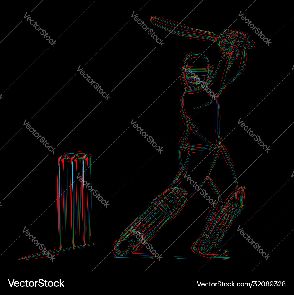 Concept batsman playing cricket - championship Vector Image