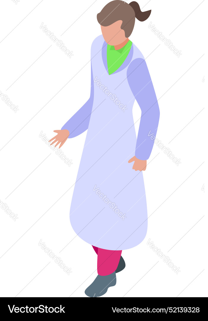 Female scientist walking wearing lab coat Vector Image