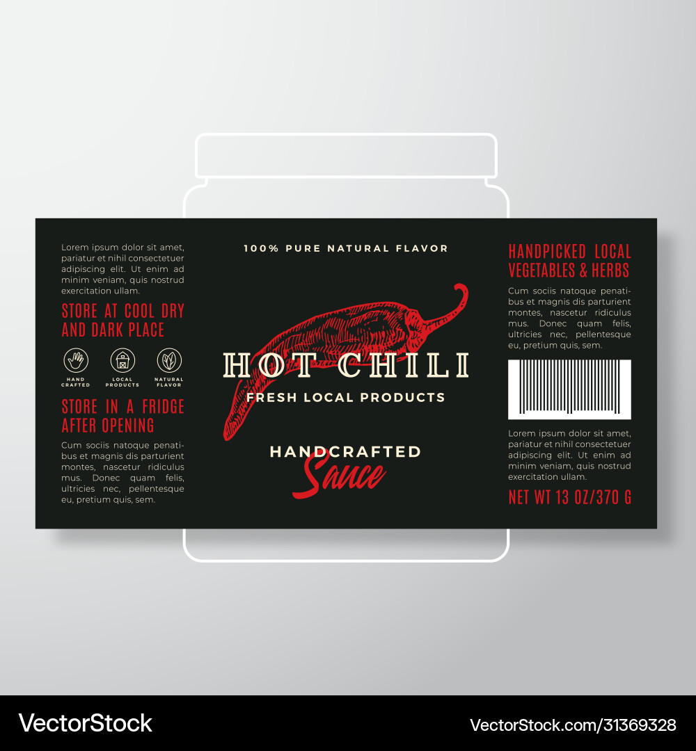 Handcrafted Chili Sauce Label Royalty Free Vector Image
