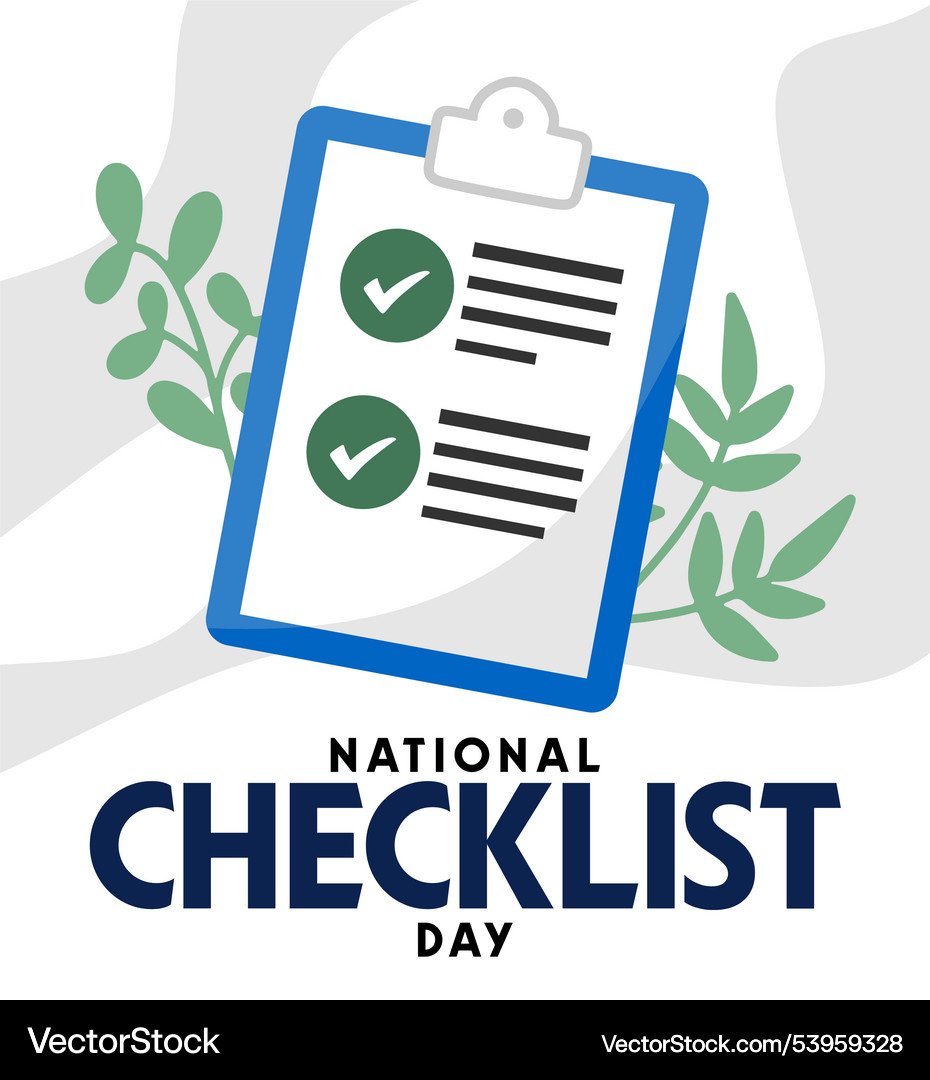 Glücklicher nationaler Checkliste Tag mit Brett Vektorbild