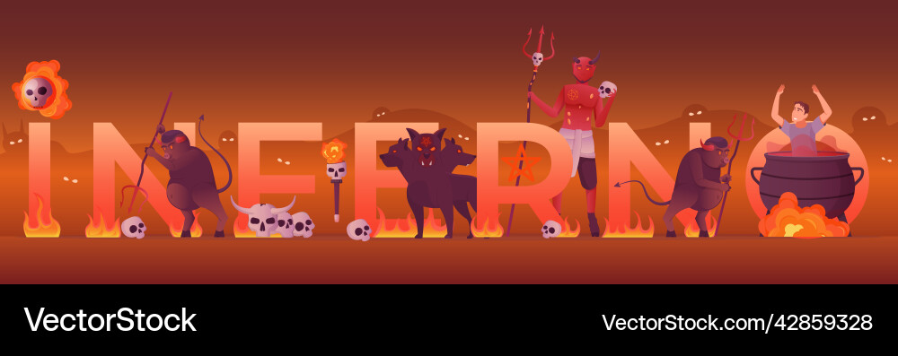 Hell flat banner Royalty Free Vector Image - VectorStock