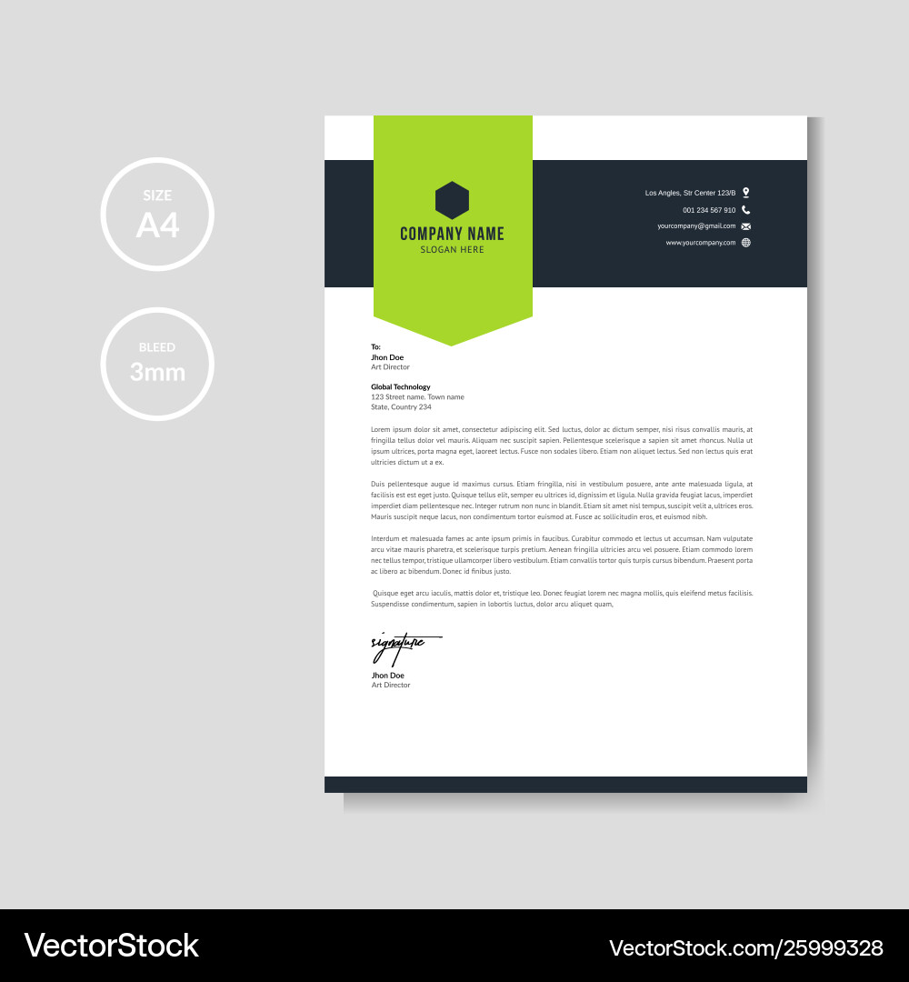 Modern green letterhead layout Royalty Free Vector Image