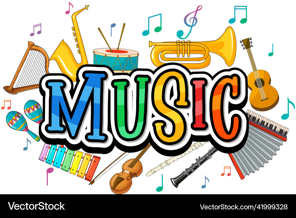 Musical Instrument Font Word Art Royalty Free Vector Image
